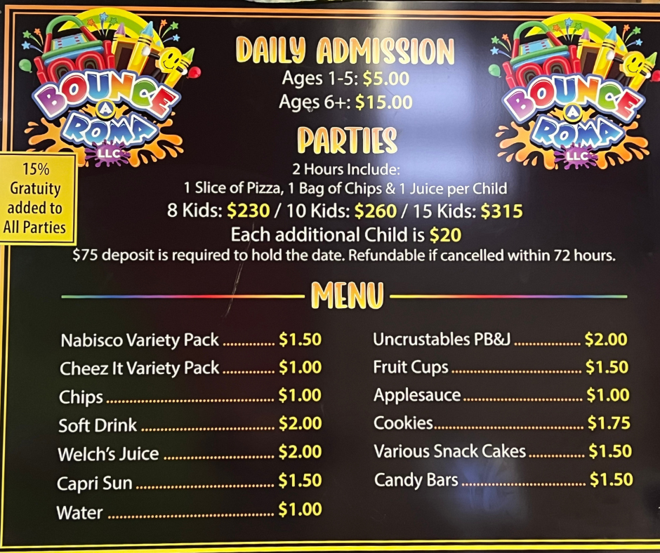Bounce House Birthday Party Pricing | Bounce-A-Roma Ohio